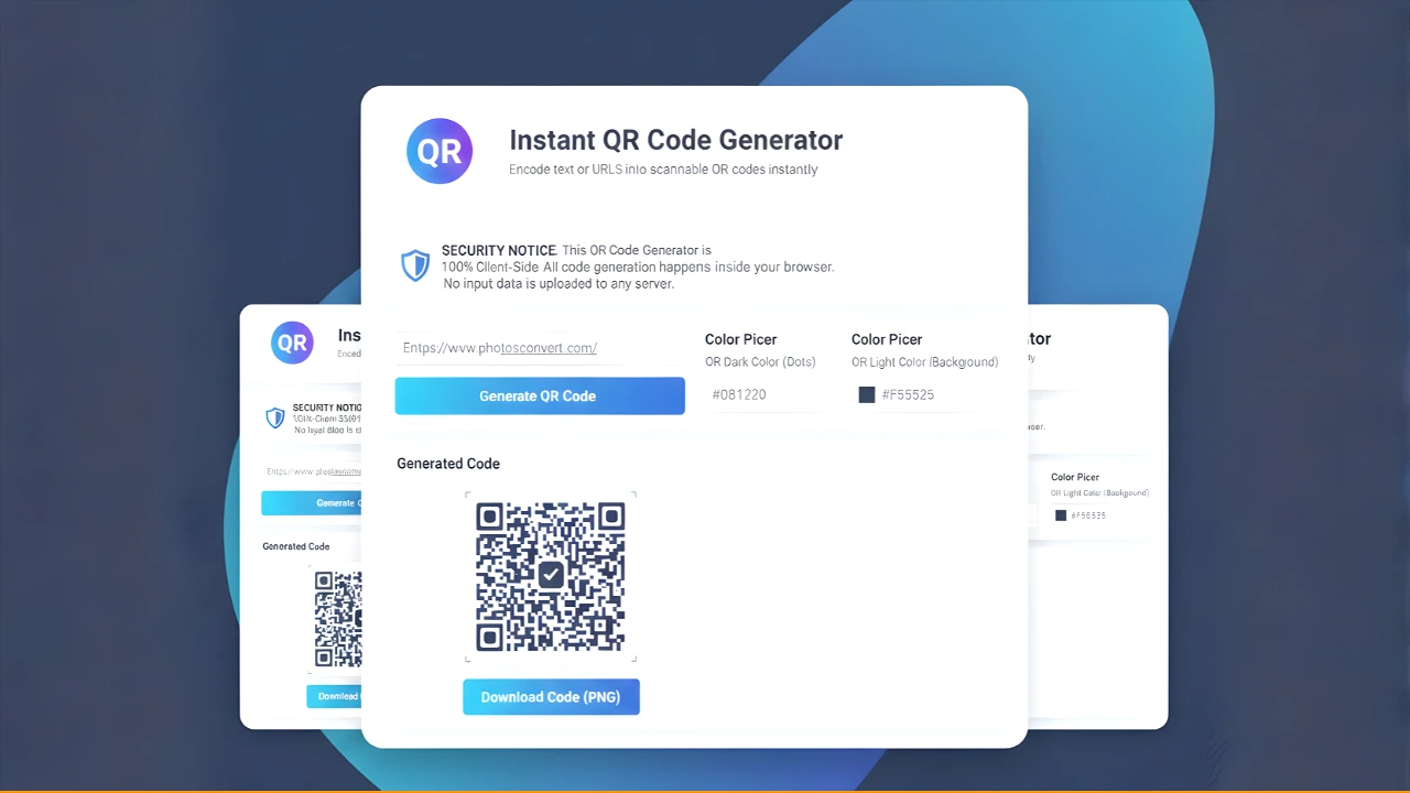 Instant QR Code Generator for Secure (Client-Side)